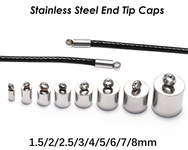 Stainless Steel Cord End Caps, Tarnish Free Silver Gold End Caps for ...
