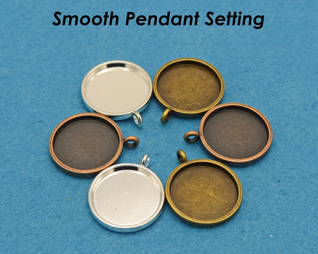16mm 20mm Round Bezel Pendant Tray, Smooth Bezel Blanks, Silver Bronze ...