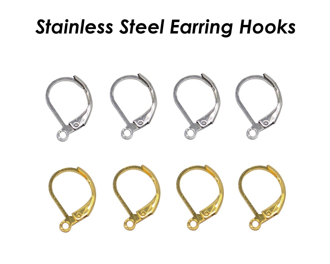 50 X Stainless Steel Leveback Ear Wires, Lever Back Earring Hooks ...