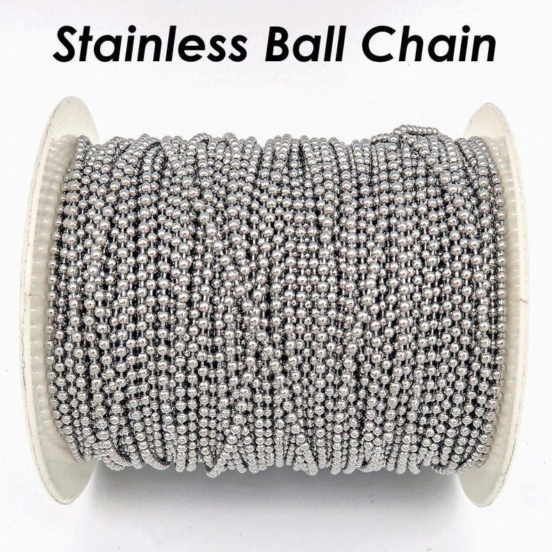 Stainless Steel Ball Chain Bulk for Jewelry Making, Tarnish Free 1.5mm ...