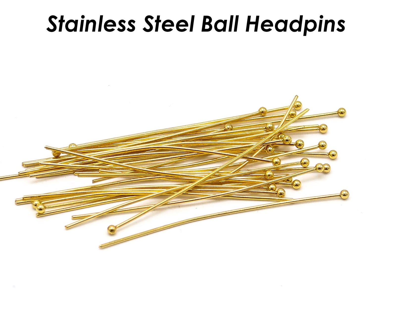 100 - 20/30/40/50mm Ball Headpins Stainless Steel Ball Head Pin 21 24 ...