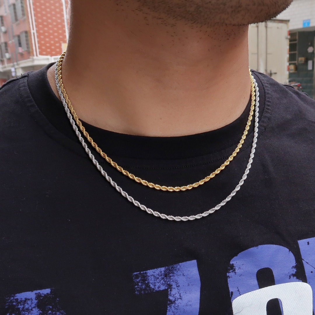3mm Rope Chain Necklace Gold Silver, 3mm Rope Necklace for Men or Women ...