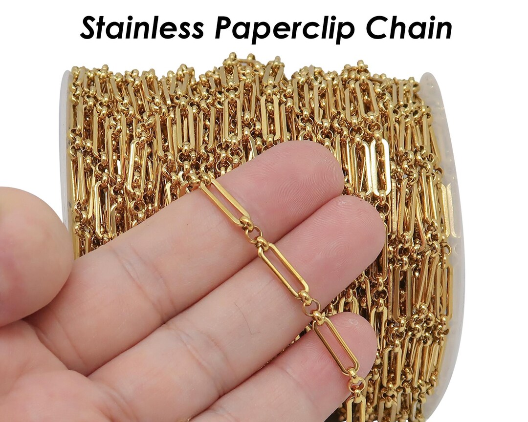 10 Feet X Paper Clip Chain Gold Silver, Stainless Steel Chain Bulk ...
