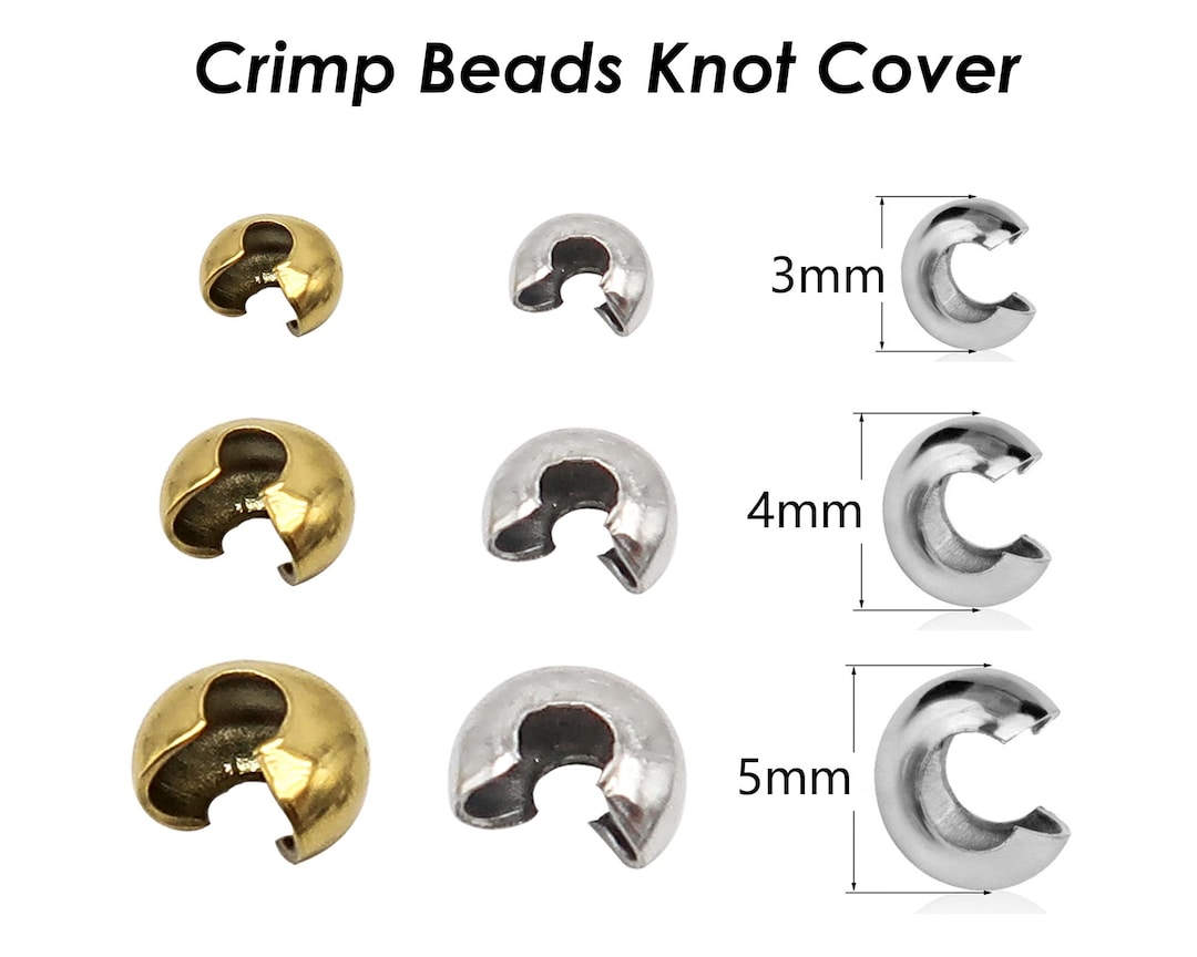 50 X Crimp Bead Knot Cover for Jewelry Making, Tarnish Resistant Silver ...
