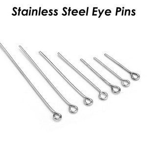100 X Eye Pin 15/20/25/30/40/50mm Eyepin Stainless Steel Eye Pins for ...