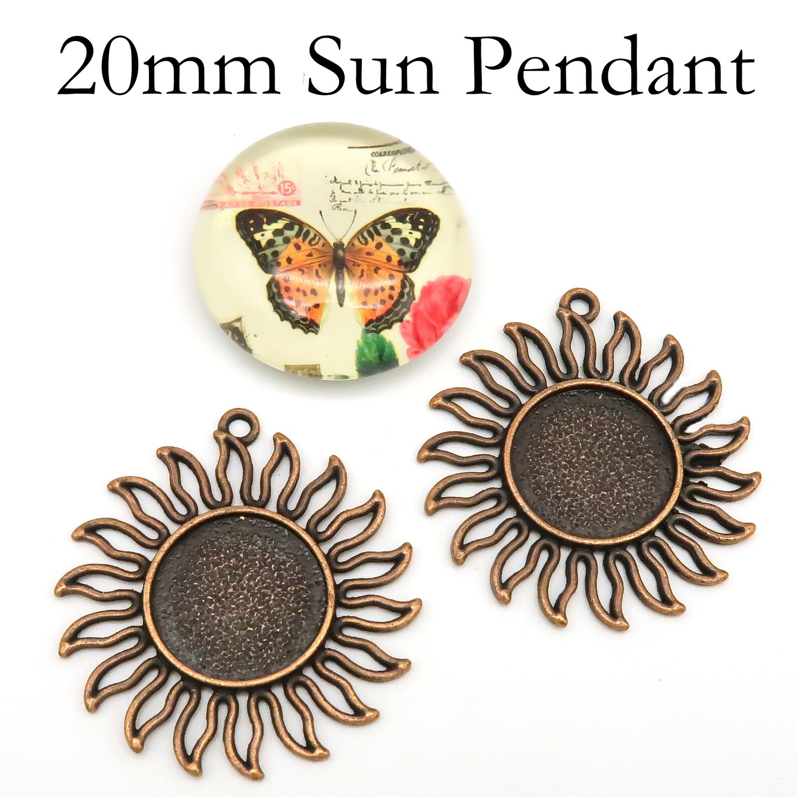 20mm Pendant Tray Sun Shape Round Pendant Bezel Cup Blanks - Etsy