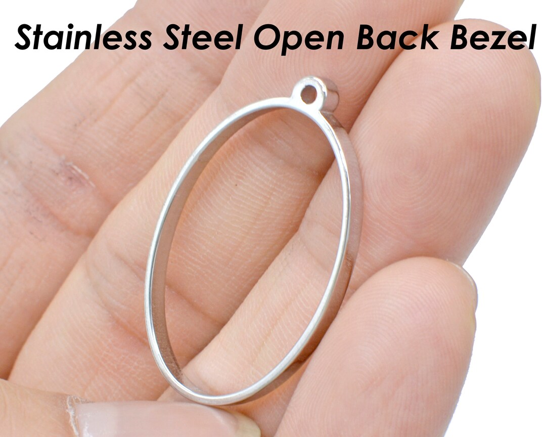 Open Back Bezel Pendant Stainless Steel, Oval Pendant Bezel Setting for ...