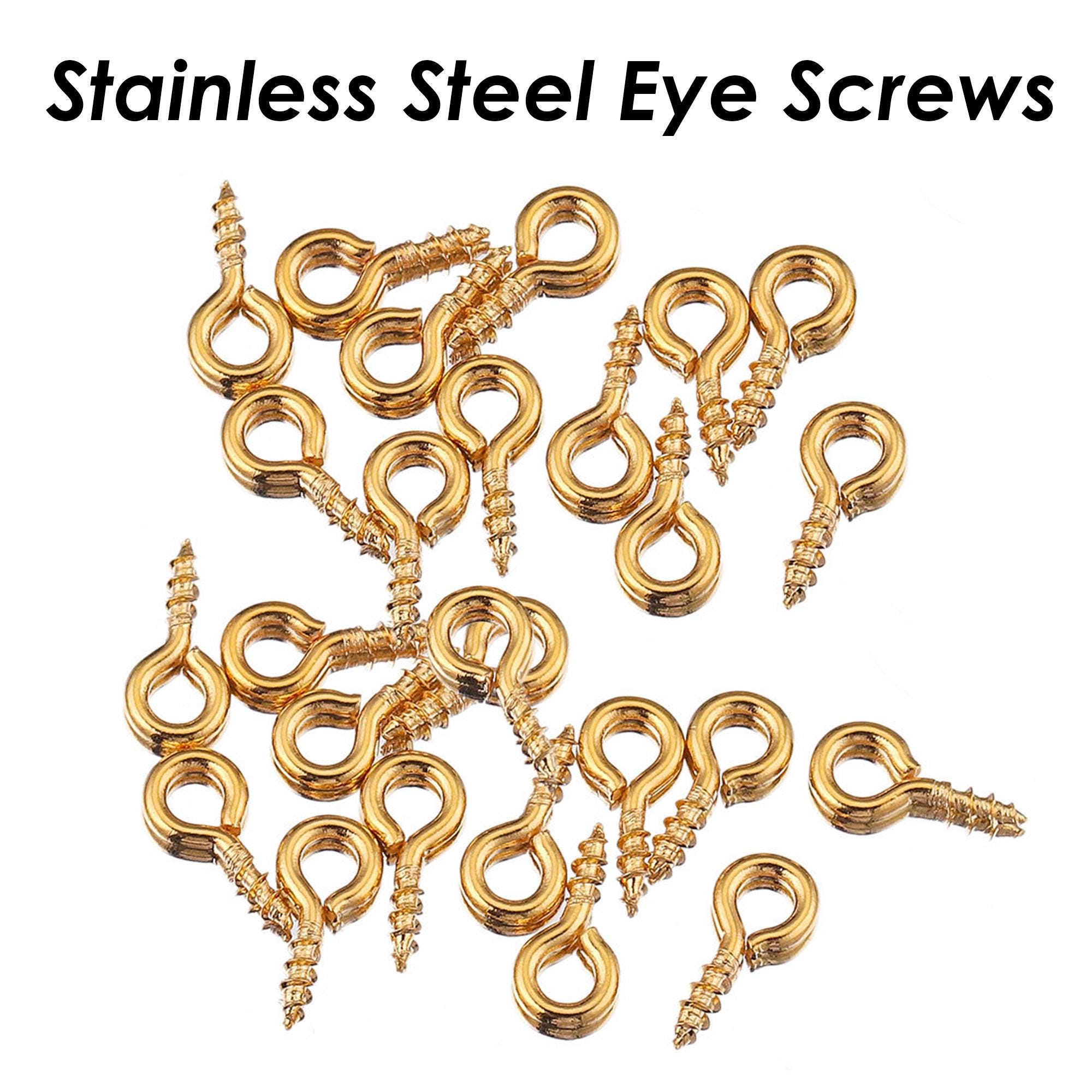 50 X Stainless Steel Eye Screws Gold Silver, Screw Eye Bails, Screw Eye ...