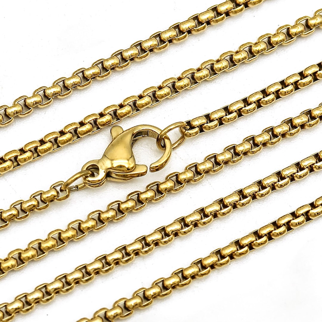 10 X Stainless Steel Box Chain Gold Silver Black, Box Chain Necklace ...