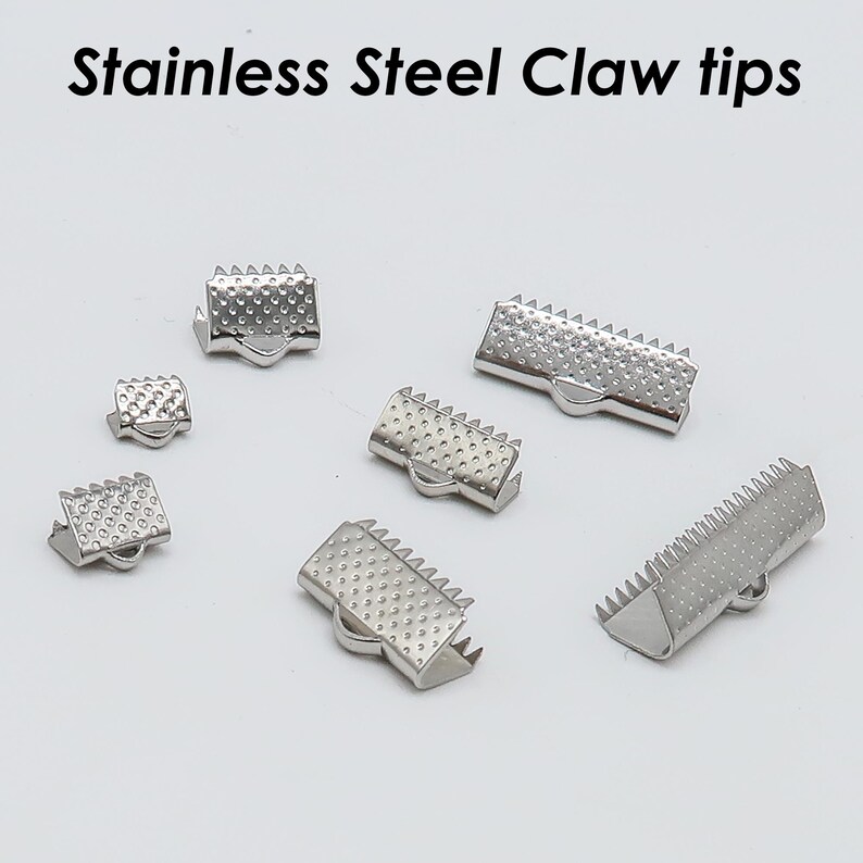 50 X Stainless Steel Claw Tips Gold Silver, Ribbon Claw Clasps, Cord ...