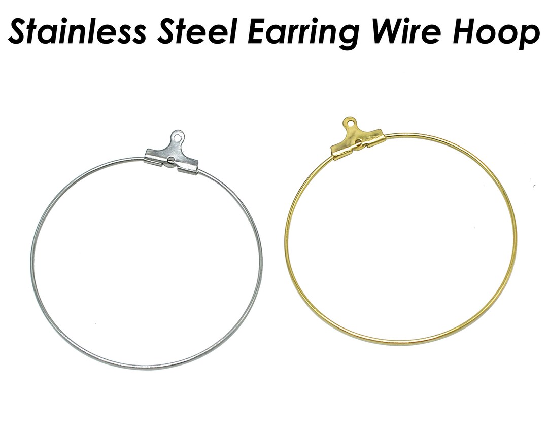 20 X Stainless Steel Earrings Ear Wire Hoops 20/25/30/35/40/45mm ...