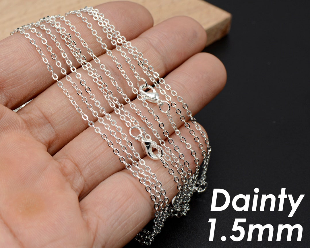 Dainty Necklace for Women Very Thin Delicate 1.5mm Silver Link Chain ...