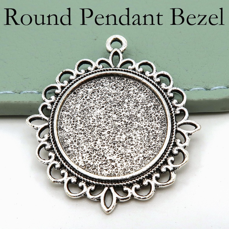 Round Pendant Trays 20mm 25mm, Flower Pendant Bezel Blank, Cabochon ...