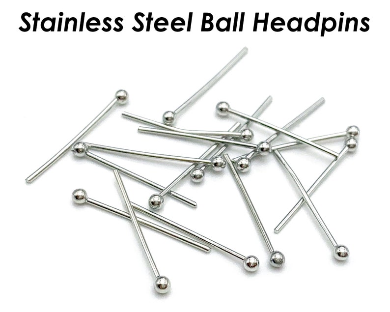 100 - 20/30/40/50mm Ball Headpins Stainless Steel Ball Head Pin 21 24 ...
