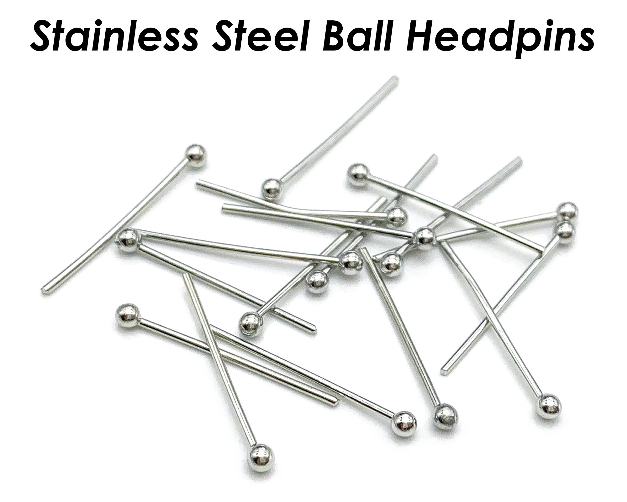 100 - 20/30/40/50mm Ball Headpins Stainless Steel Ball Head Pin 21 24 ...