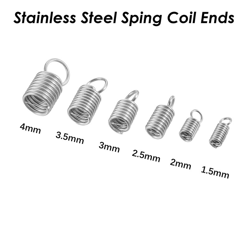 50 X Spring Coil Ends Stainless Steel, Cord Ends Gold Silver, Cord End ...