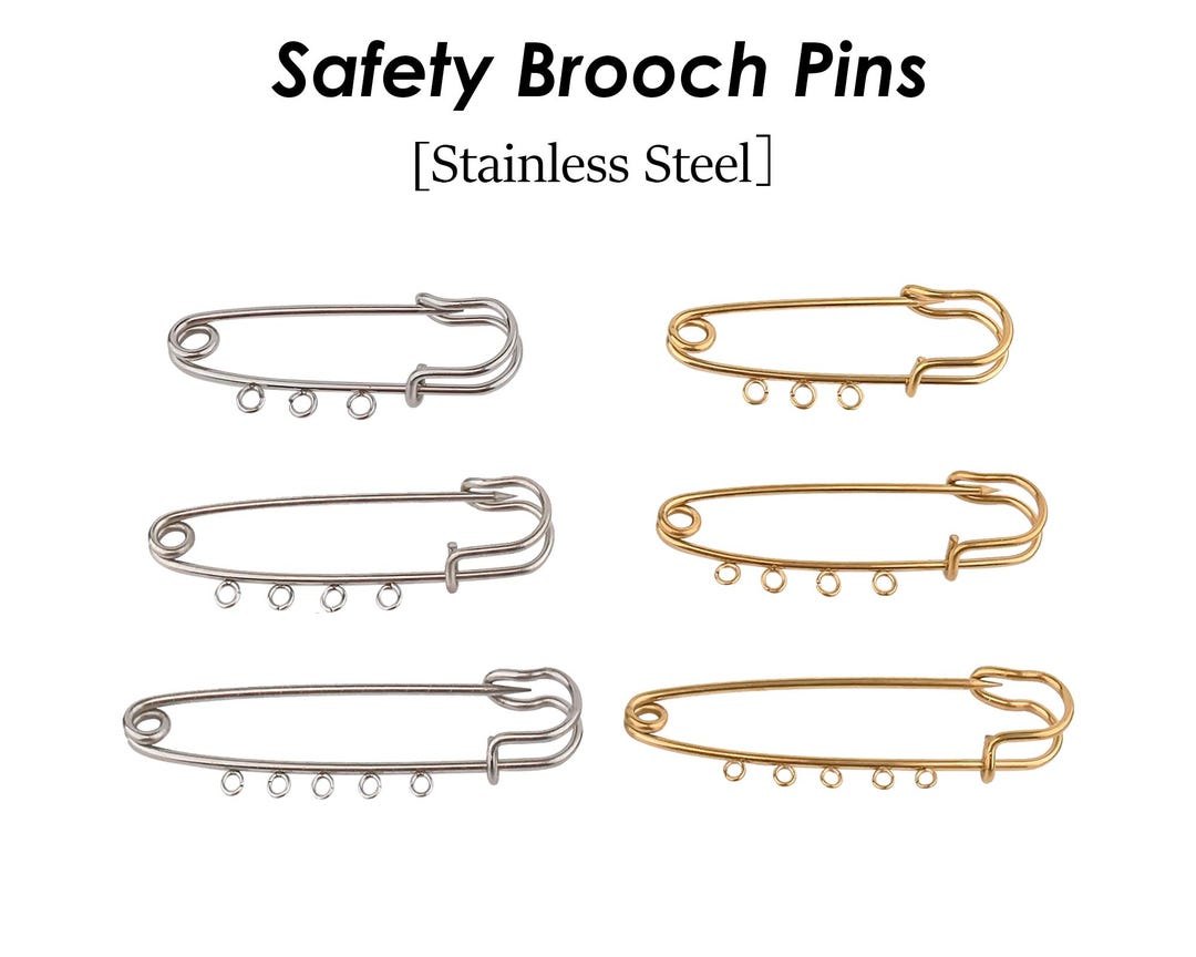 10 Safety Pin Brooch Holders, Stainless Steel Brooch Pins With Multiple ...