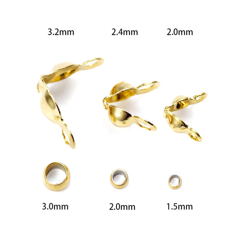 50 X Stainless Steel Crimp Bead Cover, Bead Tips, Calotte Ends ...
