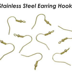 50 X Stainless Steel Earring Hooks Gold Silver, Earring Findings With ...