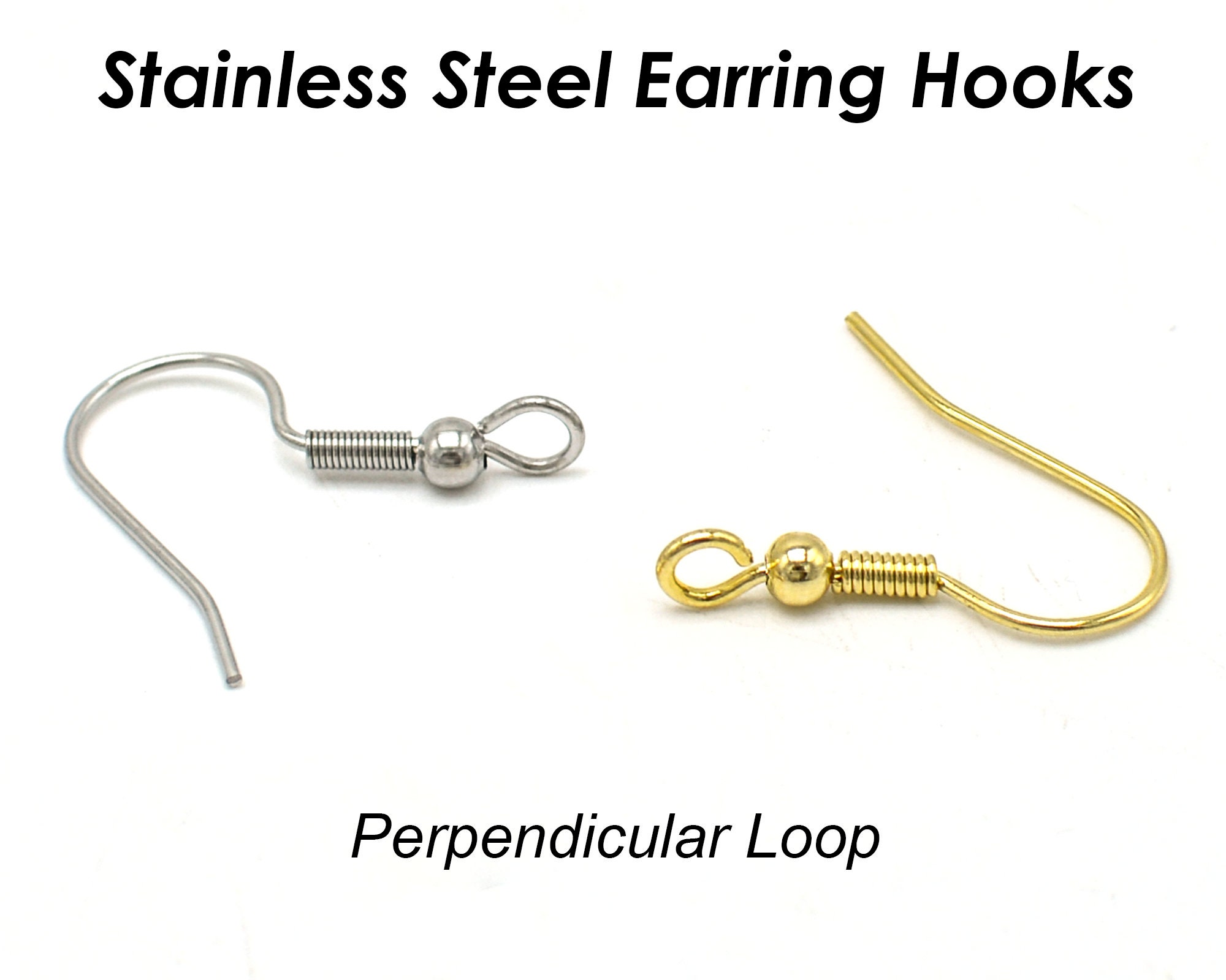 50 X Stainless Steel Earring Hooks Gold Silver, Earring Findings With ...