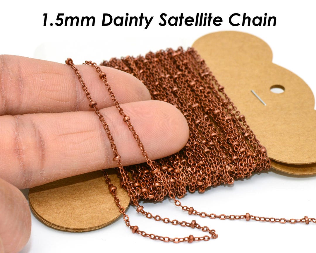 30 Feet - Copper Chain Bulk for Jewelry Making, Dark Copper Satellite ...