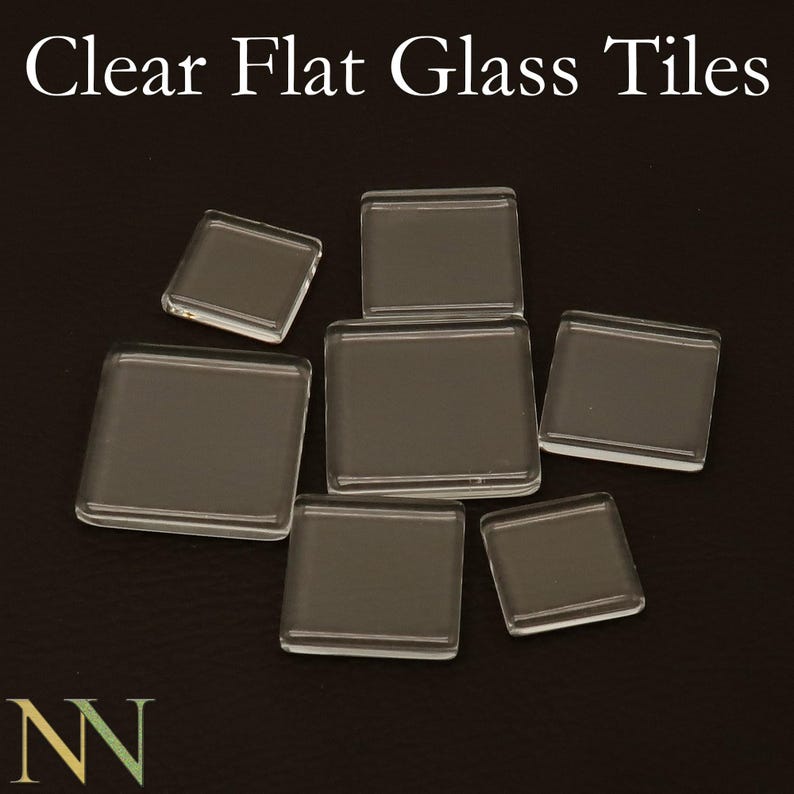 Clear Glass Tile Pendant, 2 Sides Flat Glass Cabochon 10 12 14 16 18 20 ...