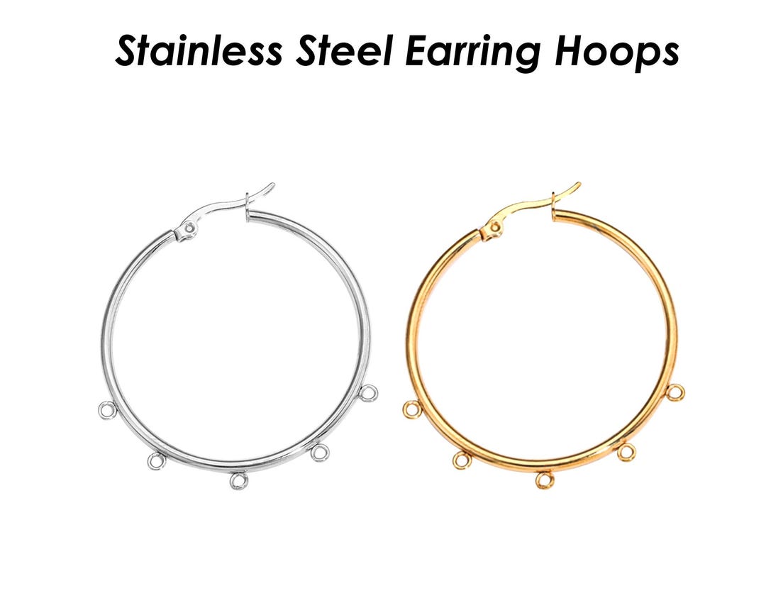 Stainless Steel Earring Hoop Gold Silver, 3 & 5 Loop Chandelier Hoop ...