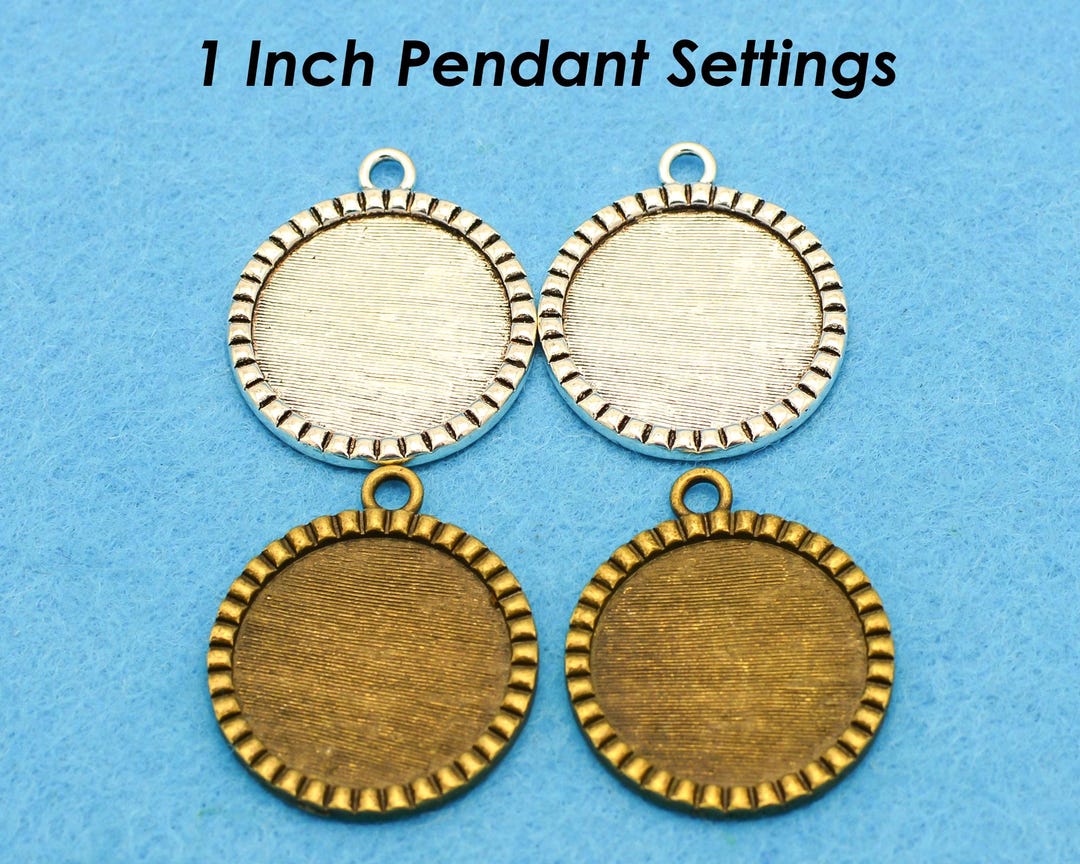 1 Inch Pendant Blanks, 1 Inch Round Bezel Pendant Base Cabochon Setting ...