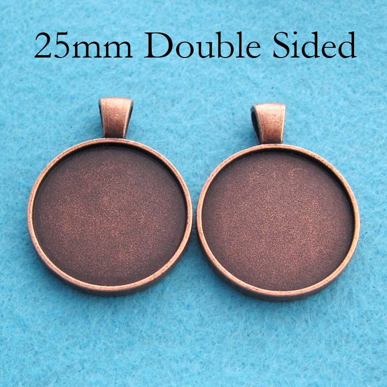 Double Sided Pendant Tray 25mm, Two Sided Pendant Bezel Pendant Blanks ...