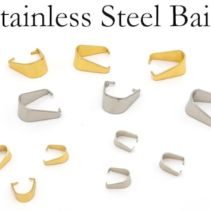 Stainless Steel Pinch Bail Gold & Silver Tone, Snap Open Bail, Pendant ...