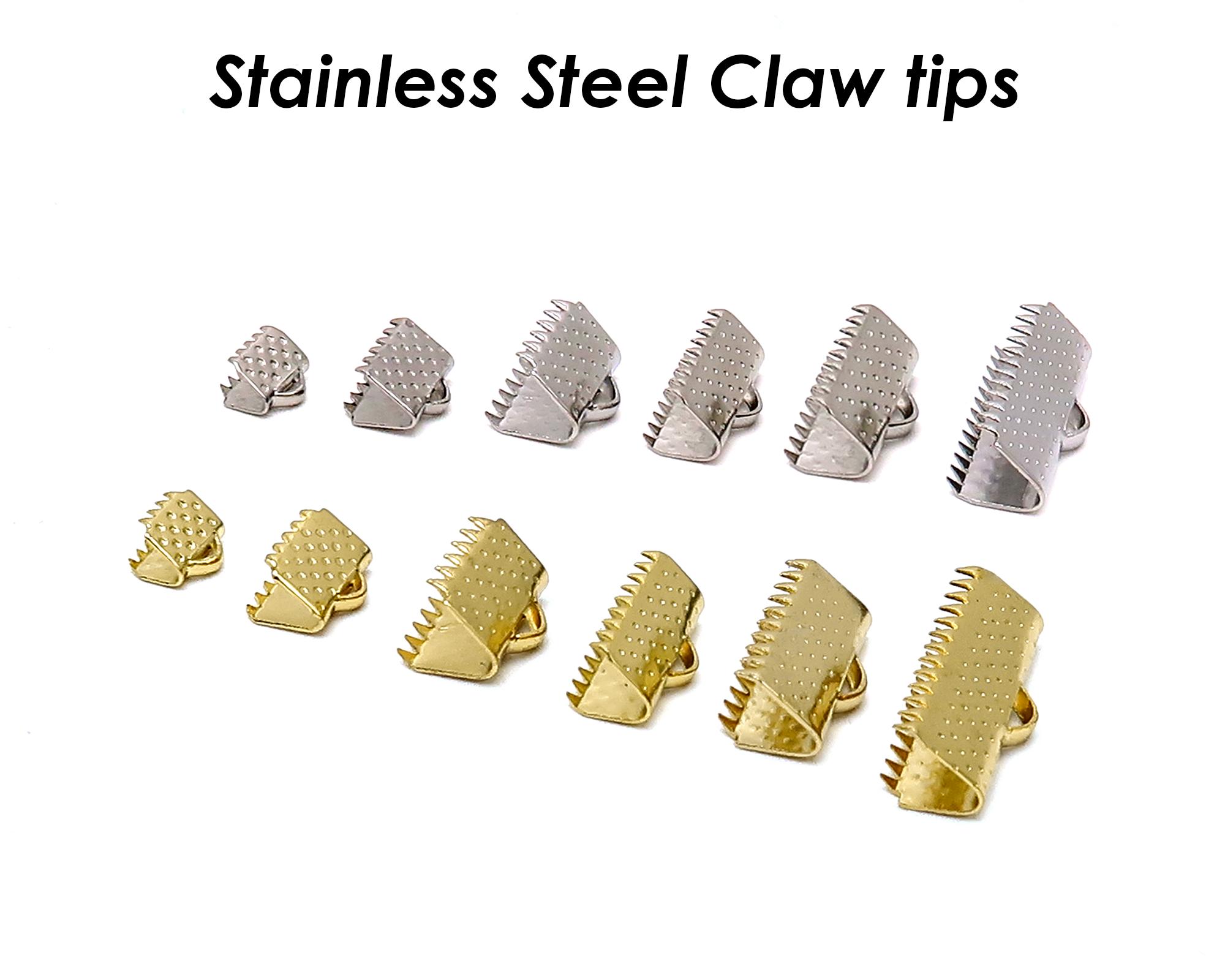 50 X Stainless Steel Claw Tips Gold Silver, Ribbon Claw Clasps, Cord ...