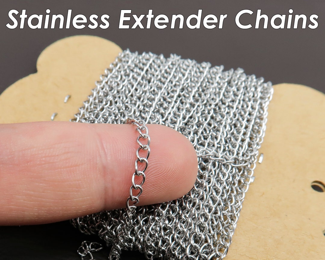 10 Feet X Stainless Steel Extender Chain Bulk Wholesale, Silver Gold ...