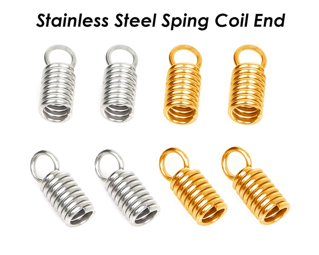 50 X Stainless Steel Cord Ends Gold Silver Spring Coil Ends, Cord End ...