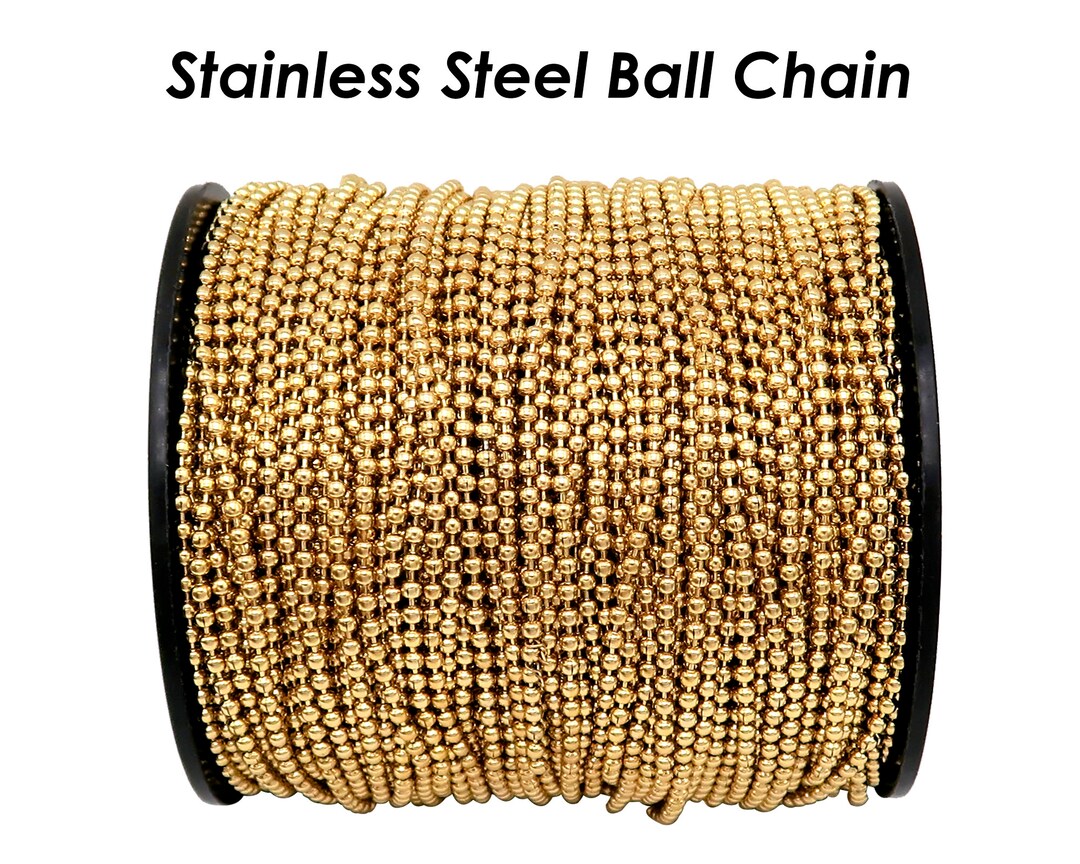 Stainless Steel Ball Chain Gold, Tarnish Free Gold Ball Chain Bulk for ...