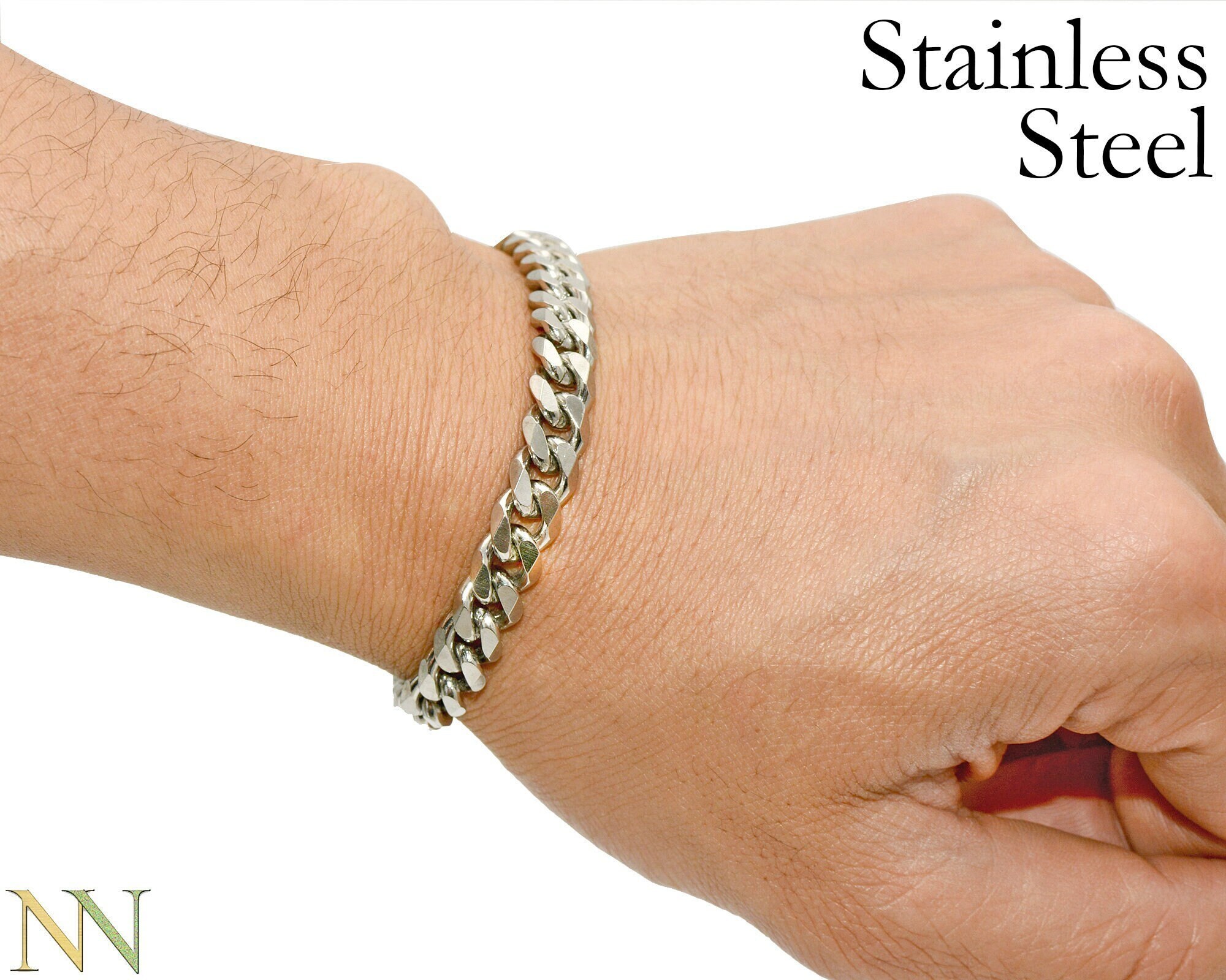 Stainless Steel Cuban Bracelet for Men or Women, Cuban Chain Bracelet ...