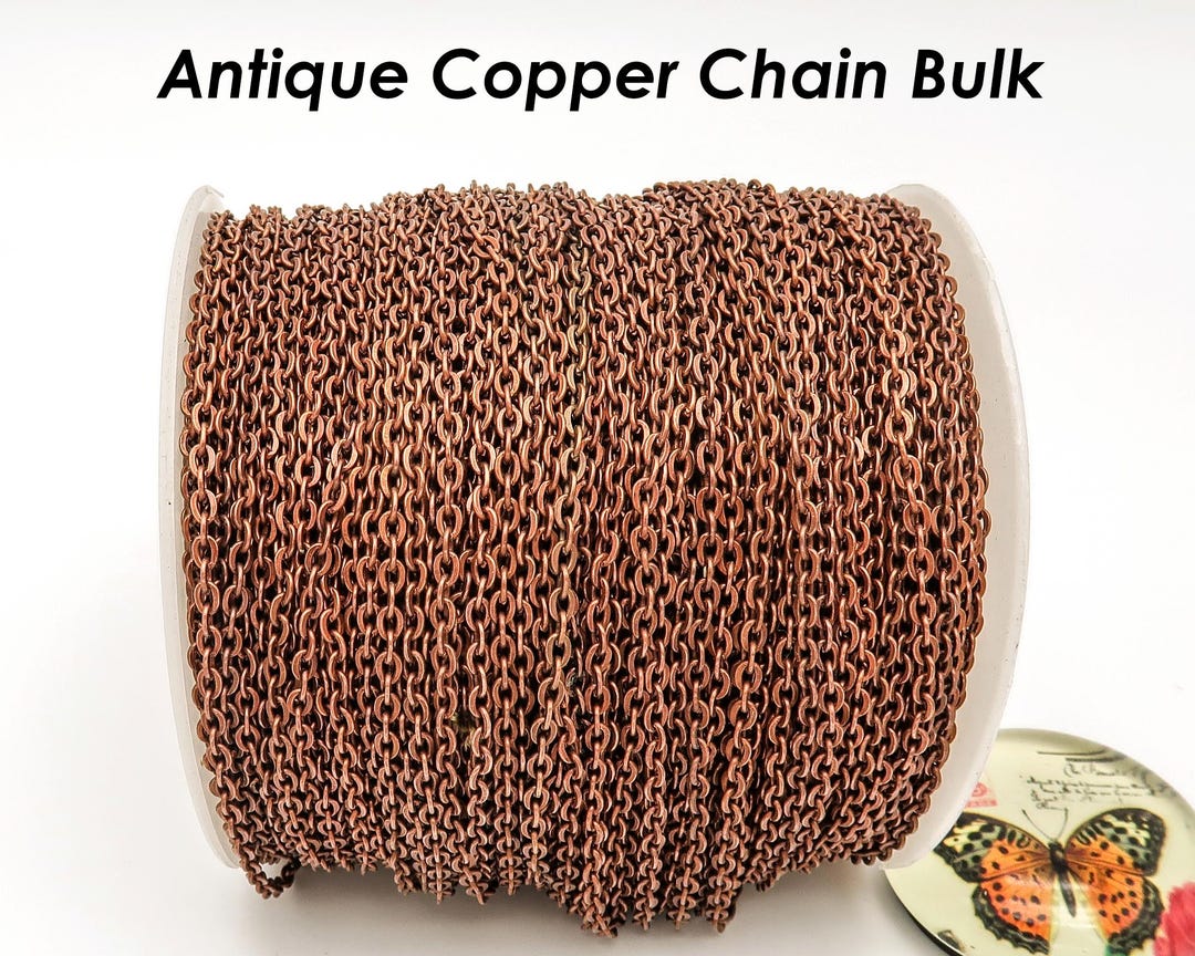 Antique Copper Chain for Jewelry Making, Cable Link Chain by the Foot ...