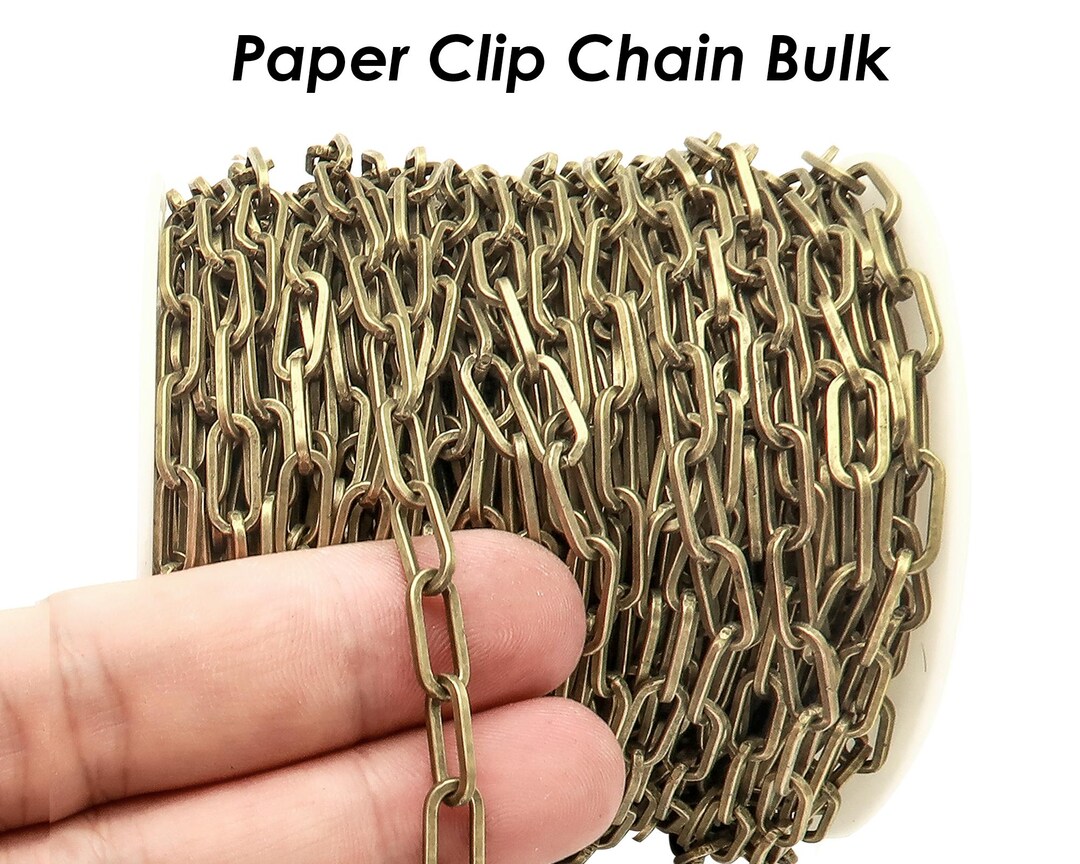 10 Feet - Paper Clip Chain Bulk by Foot, Rectangle Link Chain - Gold ...