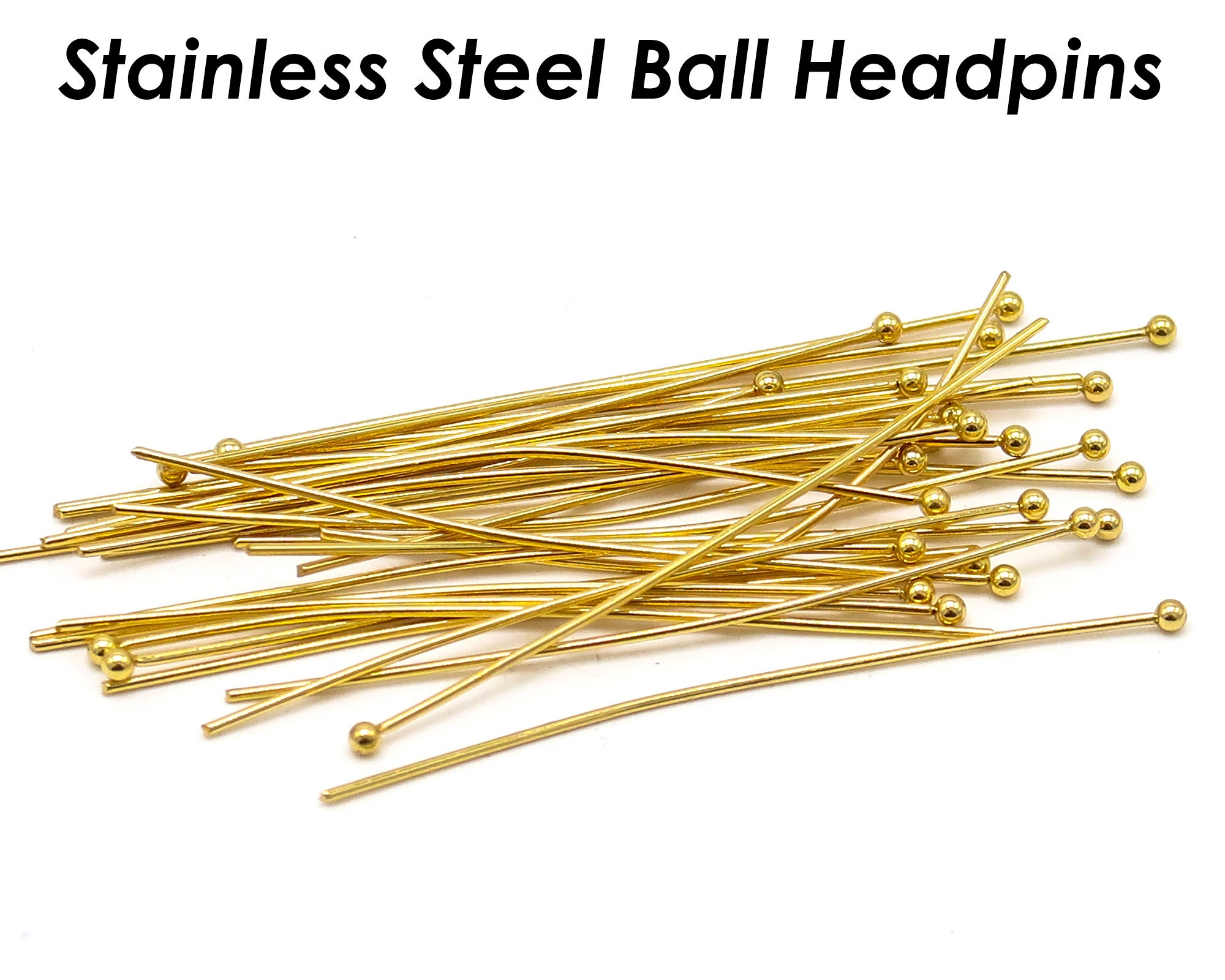 100 - 20/30/40/50mm Ball Headpins Stainless Steel Ball Head Pin 21 24 ...
