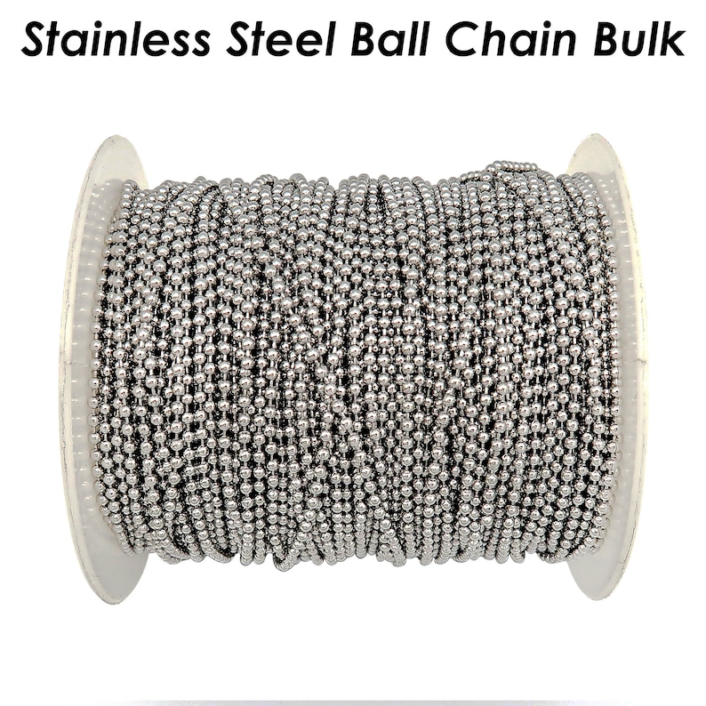 Stainless Steel Ball Chain Bulk for Jewelry Making, Tarnish Free 1.5mm ...