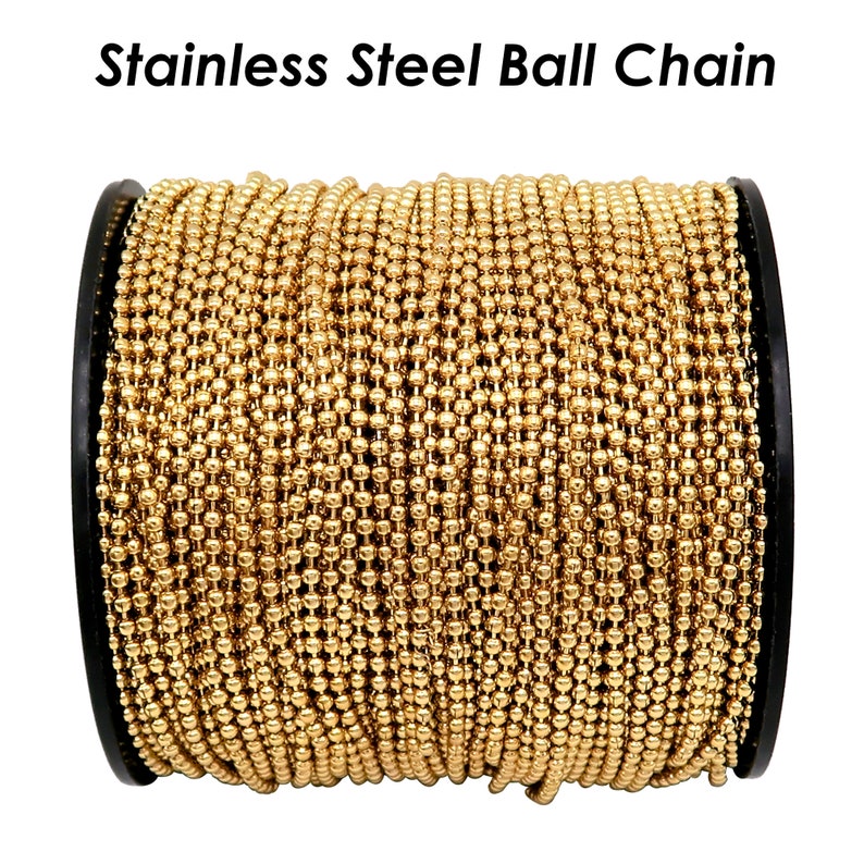 Stainless Steel Ball Chain Bulk for Jewelry Making, Tarnish Free 1.5mm ...