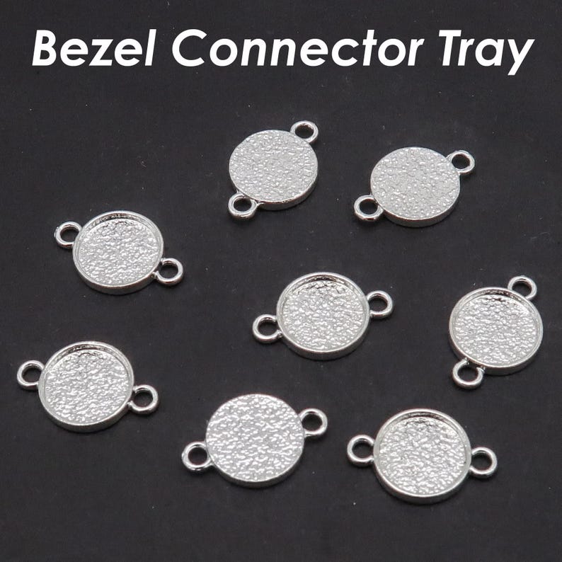 Round Bezel Connector, Double Loop Pendant Tray Blanks, Connector Tray ...