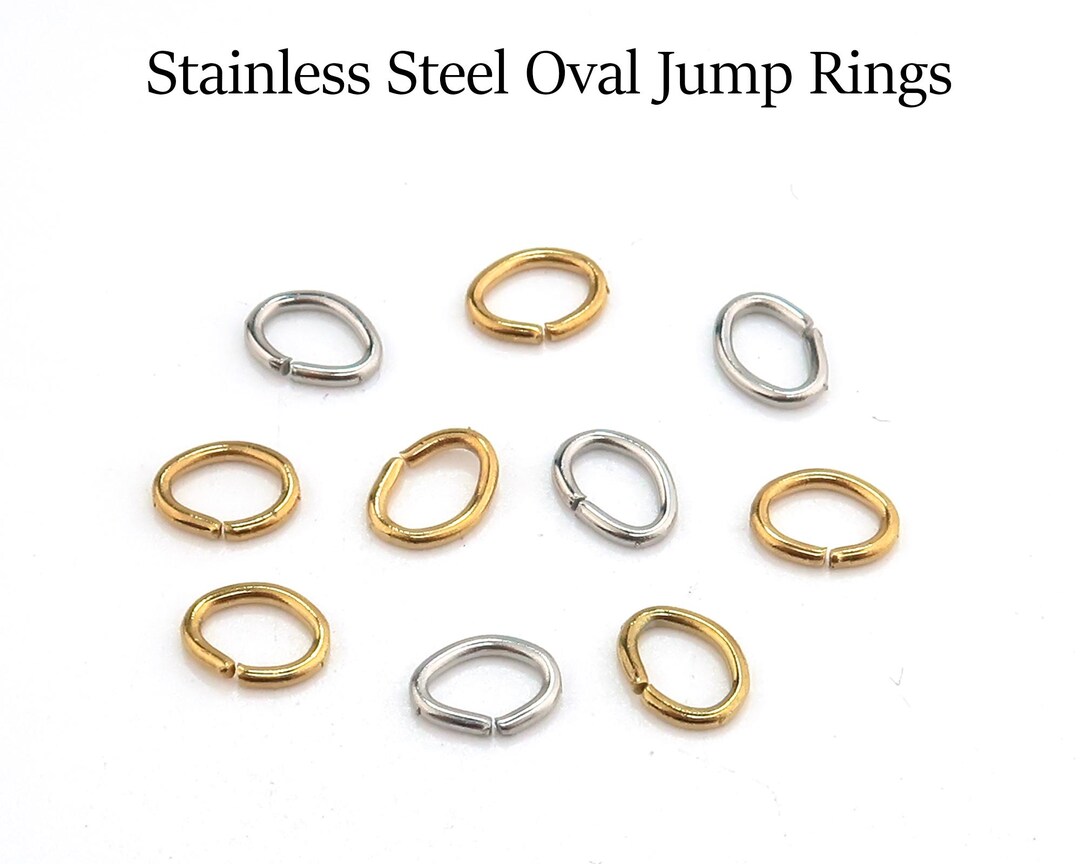 100 Pieces Oval Jump Rings Gold Silver, Stainless Steel Jump Rings Oval ...