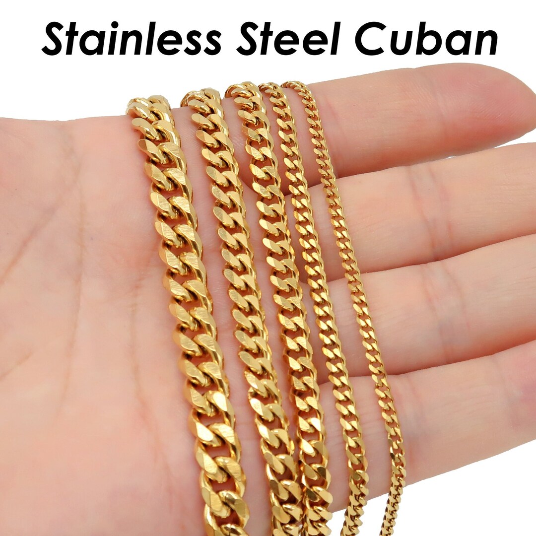1 Meter Bulk Cuban Chain for Men Women, Stainless Steel Cuban Link ...
