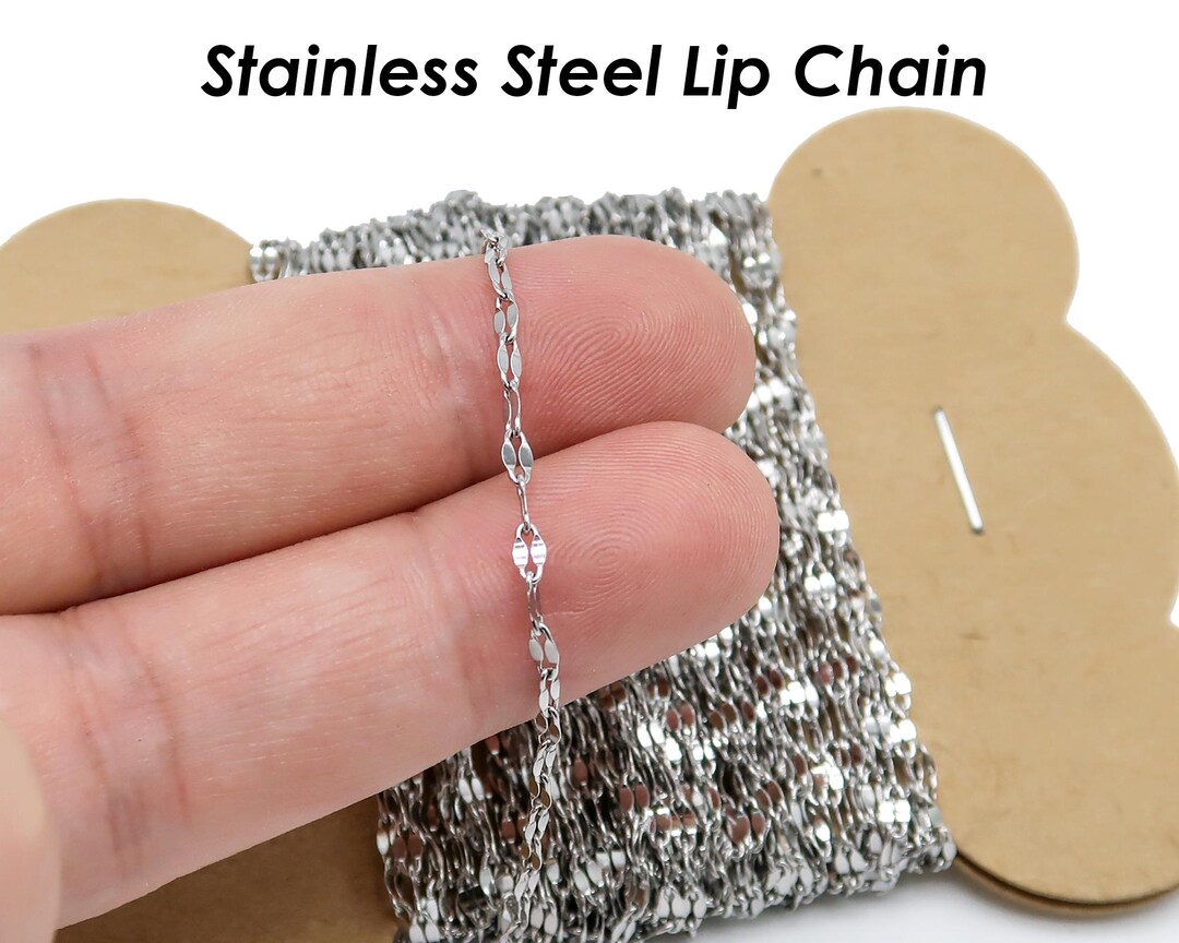 Lip Chain Gold Silver Double Bar Chain, Tarnish Free Stainless Steel ...