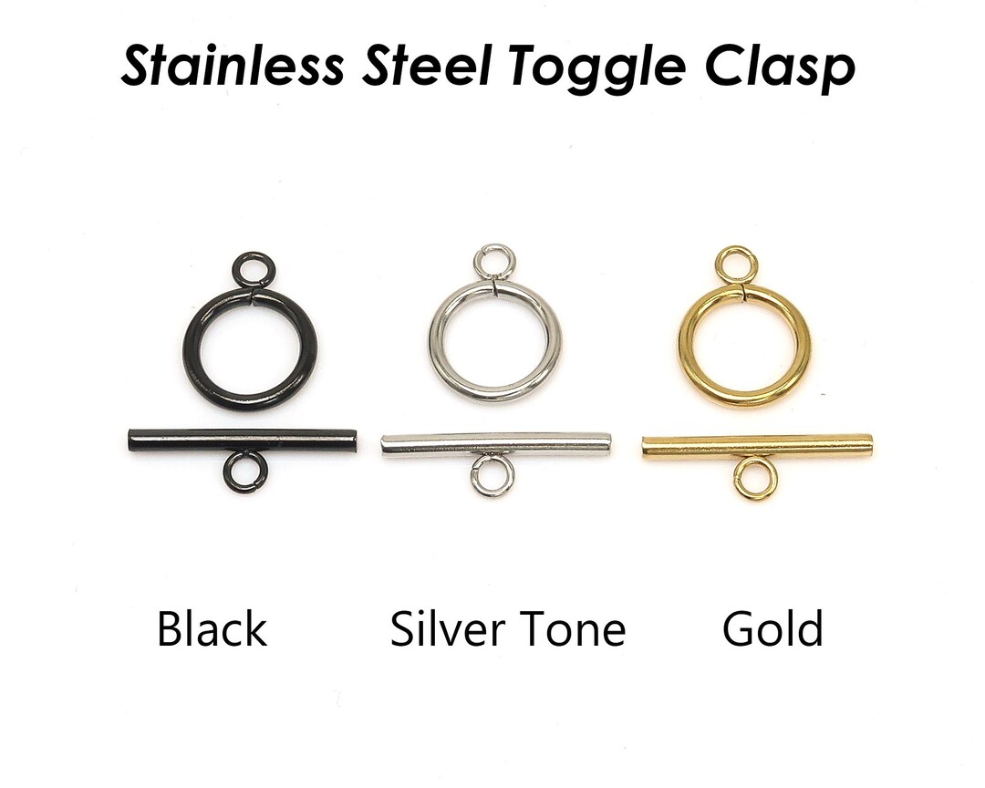 Stainless Steel Toggle Clasp - Gold, Silver, Black for Necklace or ...