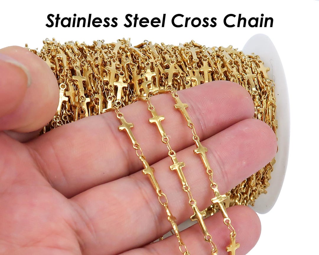 Cross Link Chain Gold Silver, Stainless Steel Chain Bulk for Men Women ...