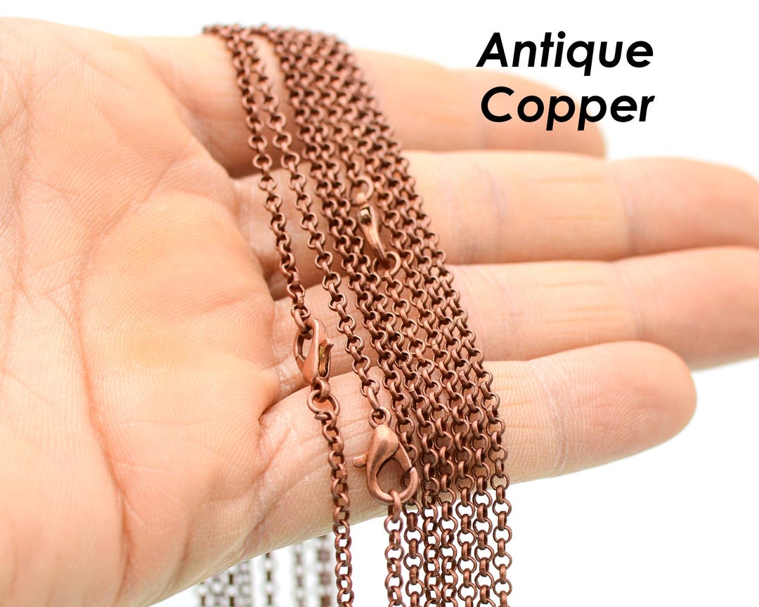 Antique Copper Chain Neckalced for Women, 18 24 30 Inches Copper ...