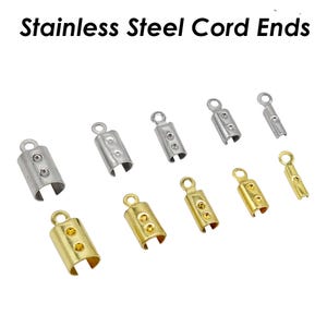 50 X Stainless Steel Crimp End Caps, Fold Over End Caps, Pinch End Caps ...