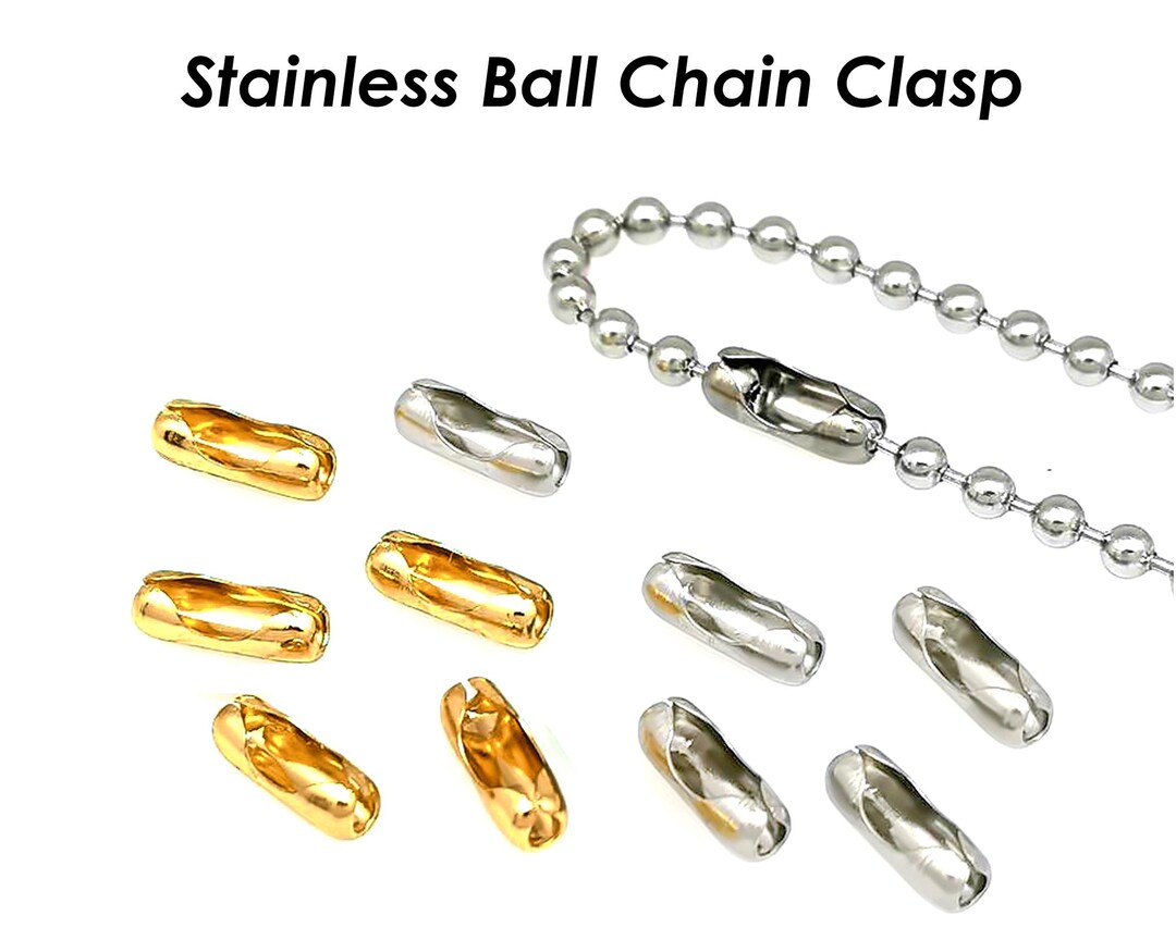 100 X Stainless Steel Ball Chain Connectors 1.5mm, 2mm, 2.4mm Ball ...