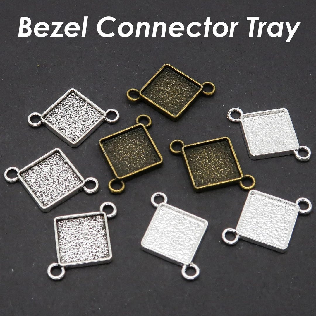 12mm Diamond Bezel Connector, Double Loop Pendant Tray Blanks ...